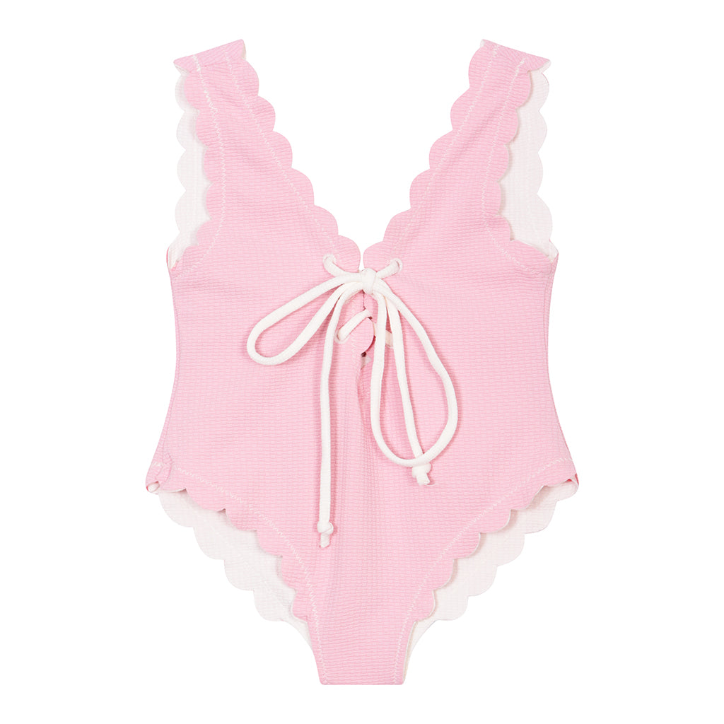 Marysia Bumby Lace Up Swimsuit Coconut Bloom | The Little Sunshine Store